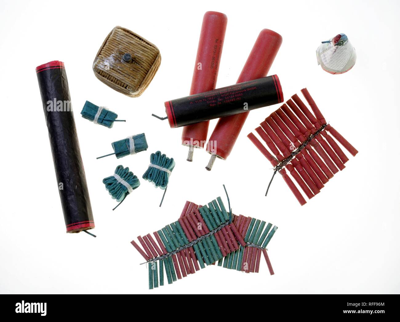 Collection of fireworks bangers and crackers Stock Photo - Alamy