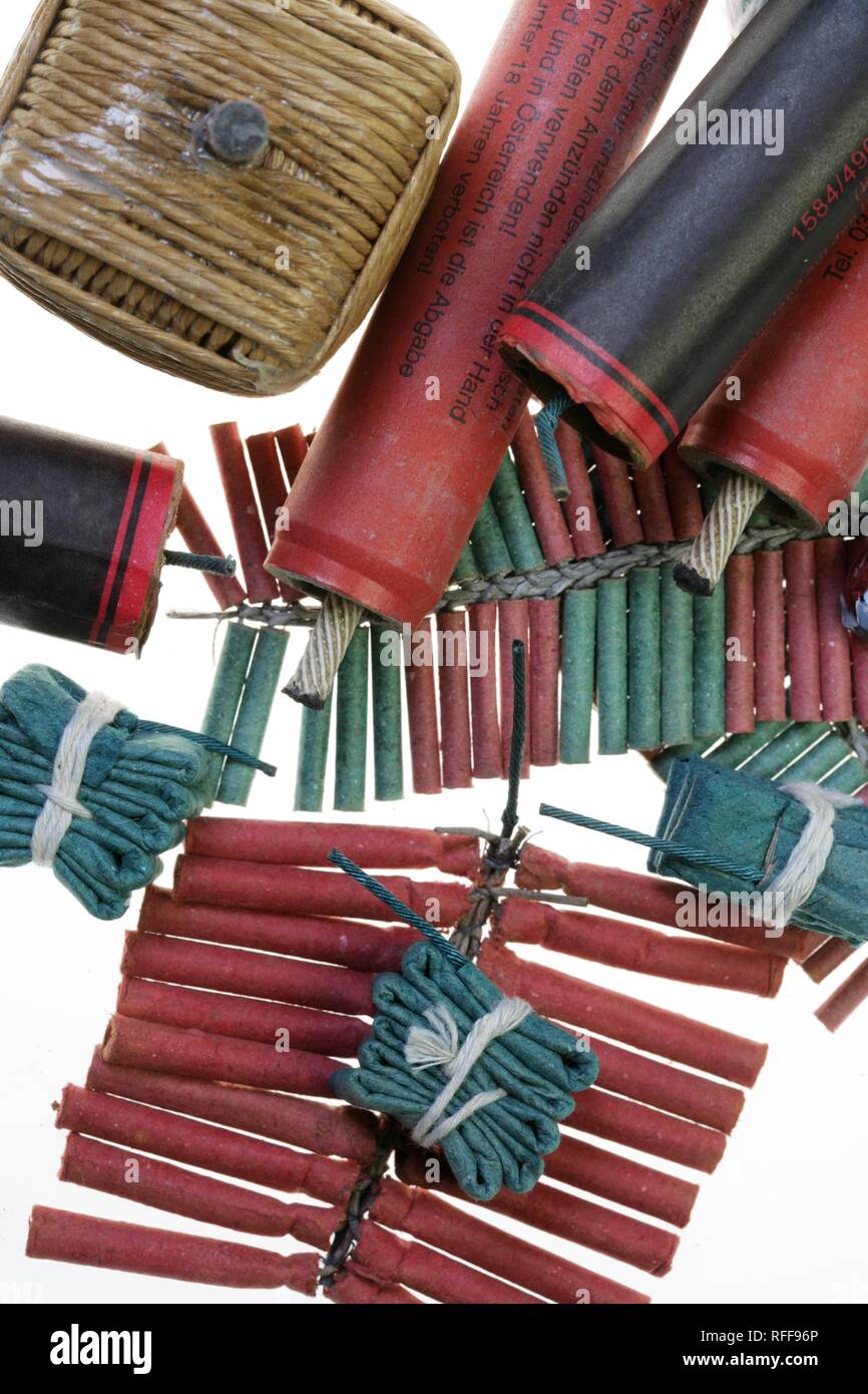 Collection of fireworks bangers and crackers Stock Photo - Alamy