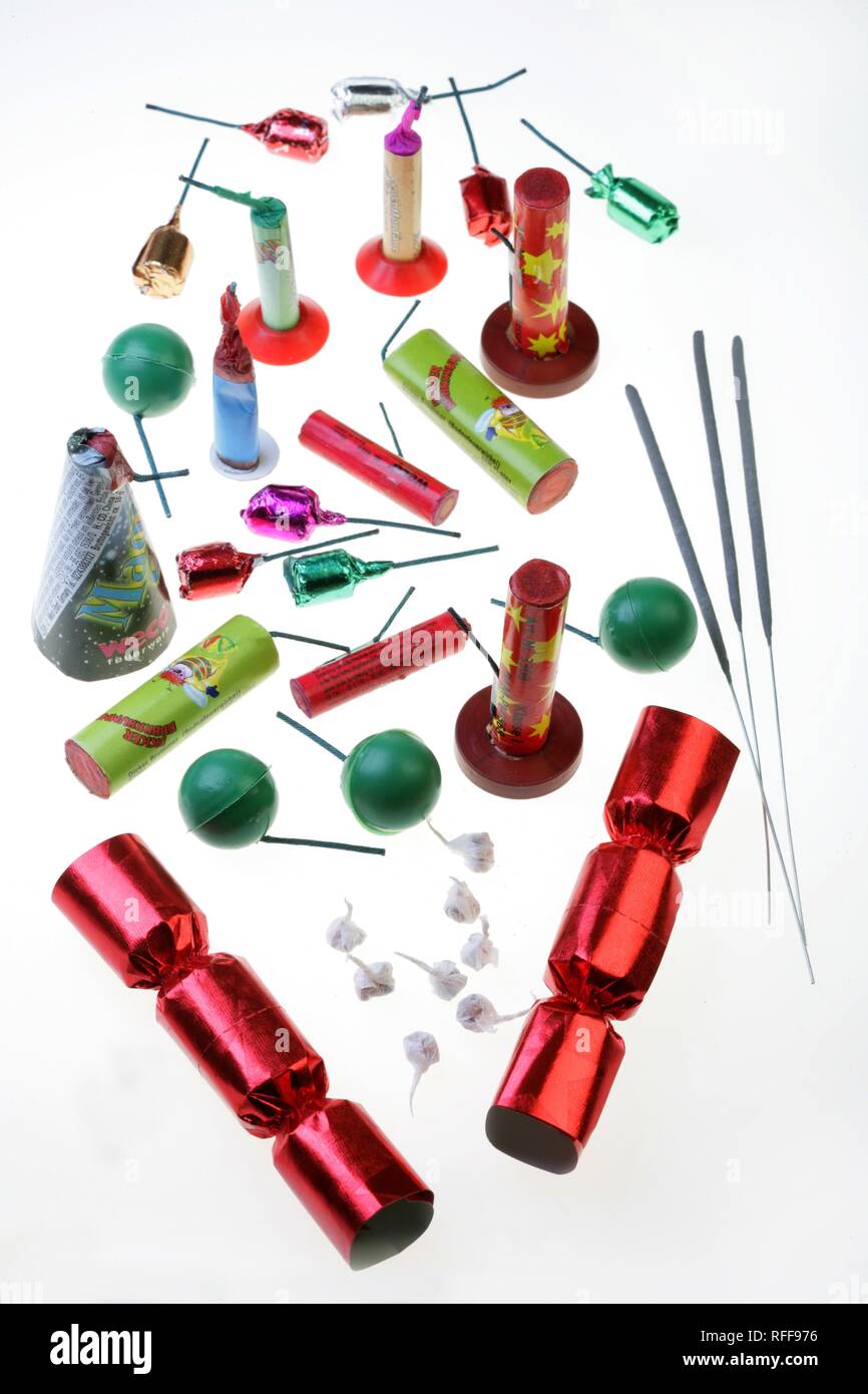 Collection of fireworks bangers and crackers Stock Photo - Alamy