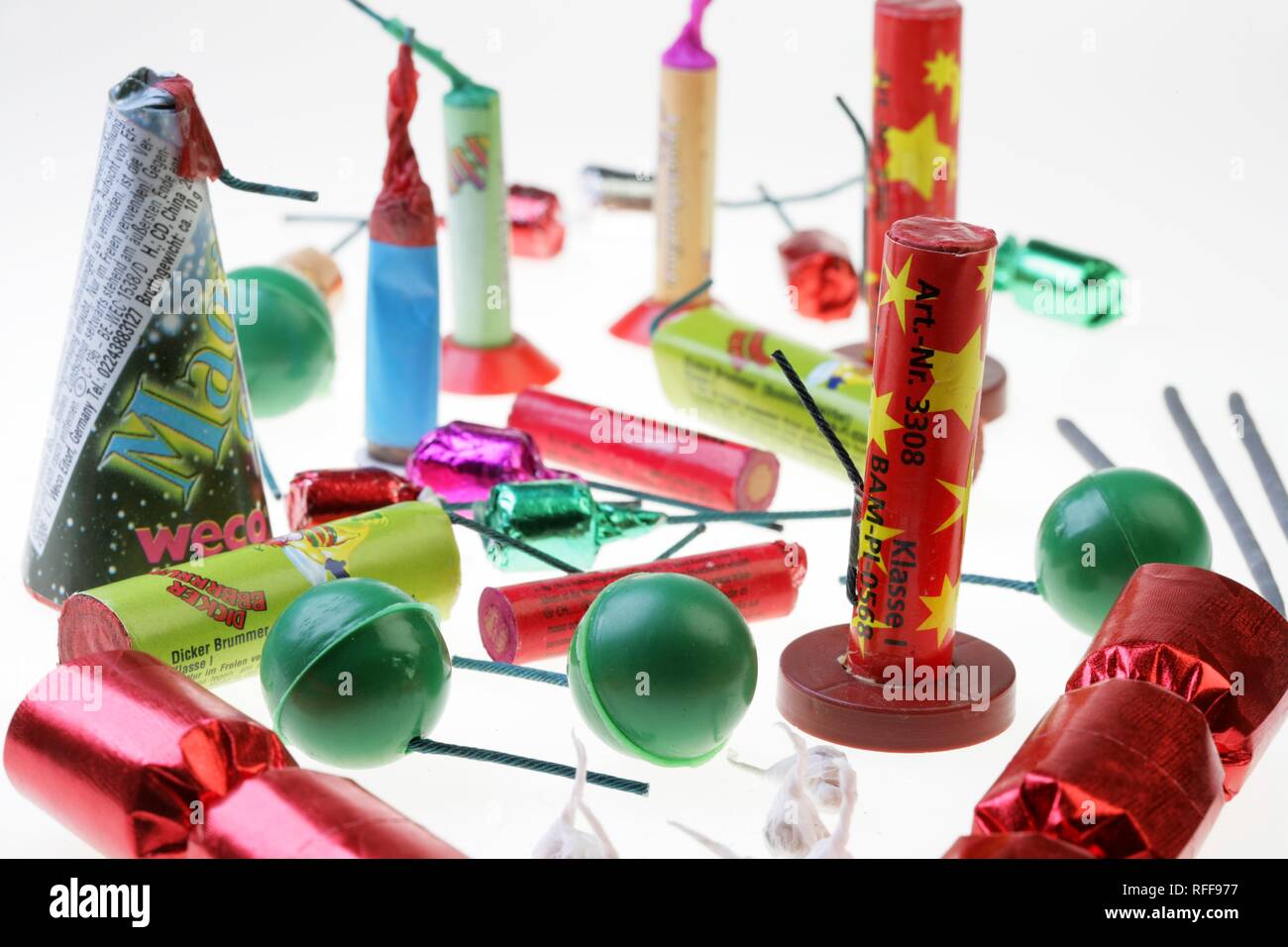 Collection of fireworks bangers and crackers Stock Photo - Alamy