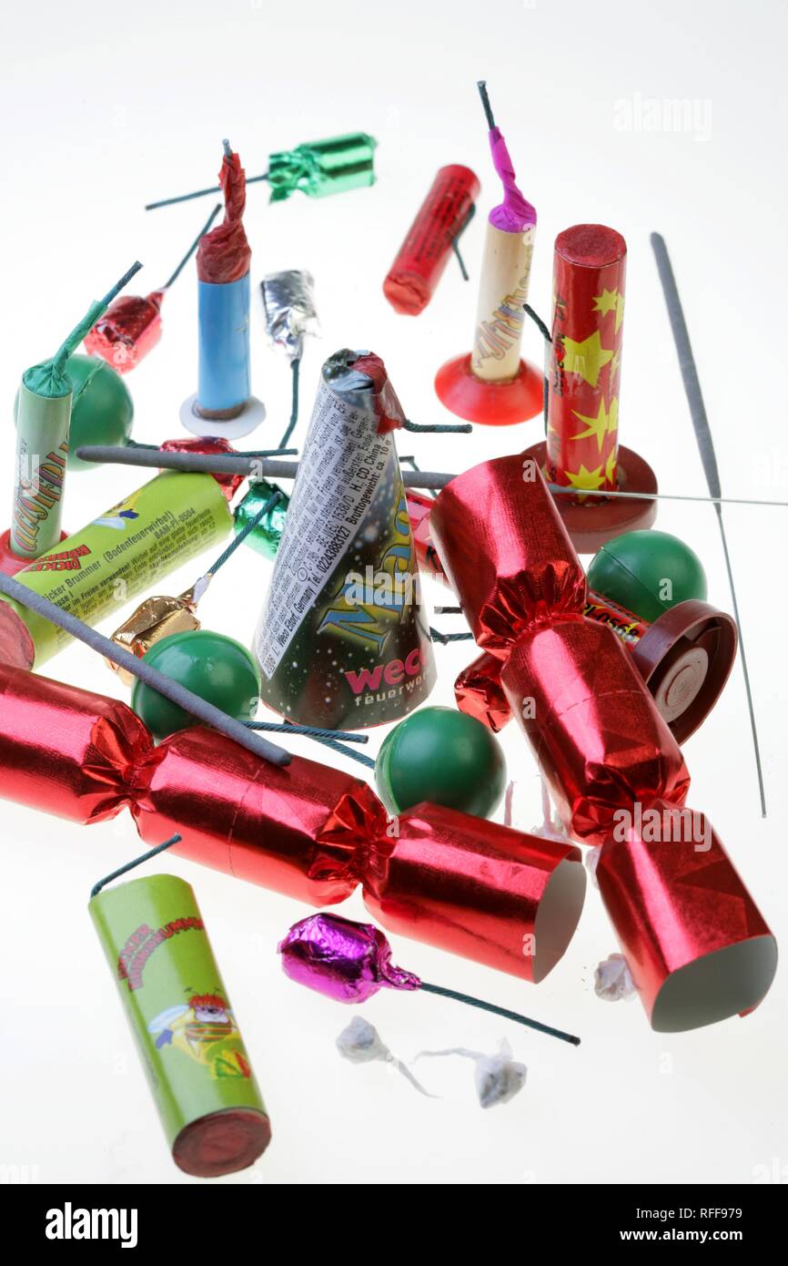 Collection of fireworks bangers and crackers Stock Photo - Alamy