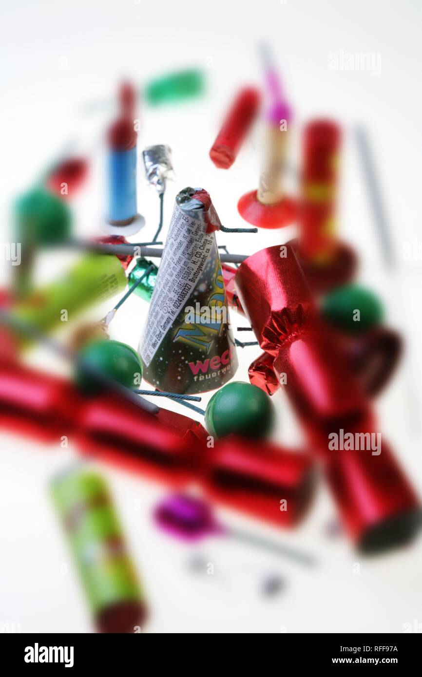 Collection of fireworks bangers and crackers Stock Photo - Alamy
