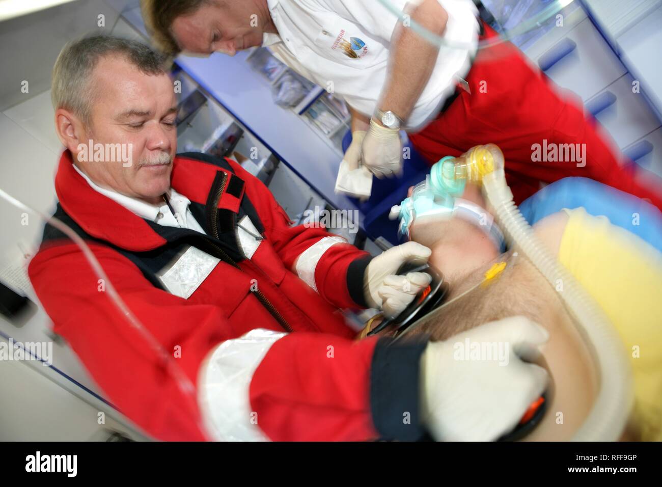 DEU Germany : Rescue paramedics in an ambulance truck attempt at ...