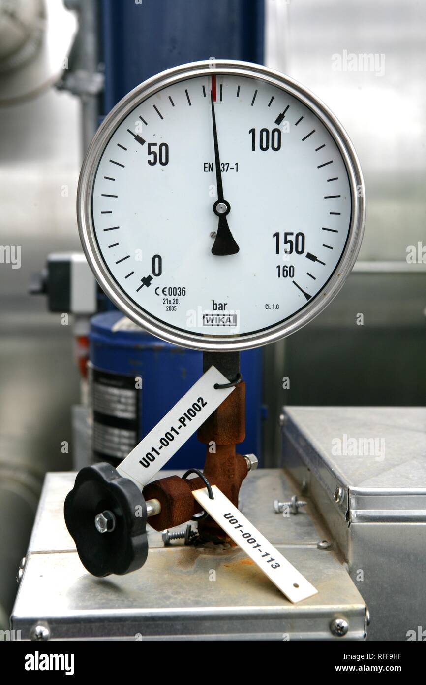 DEU Germany : Gas power station detail. manometer pressure control ...