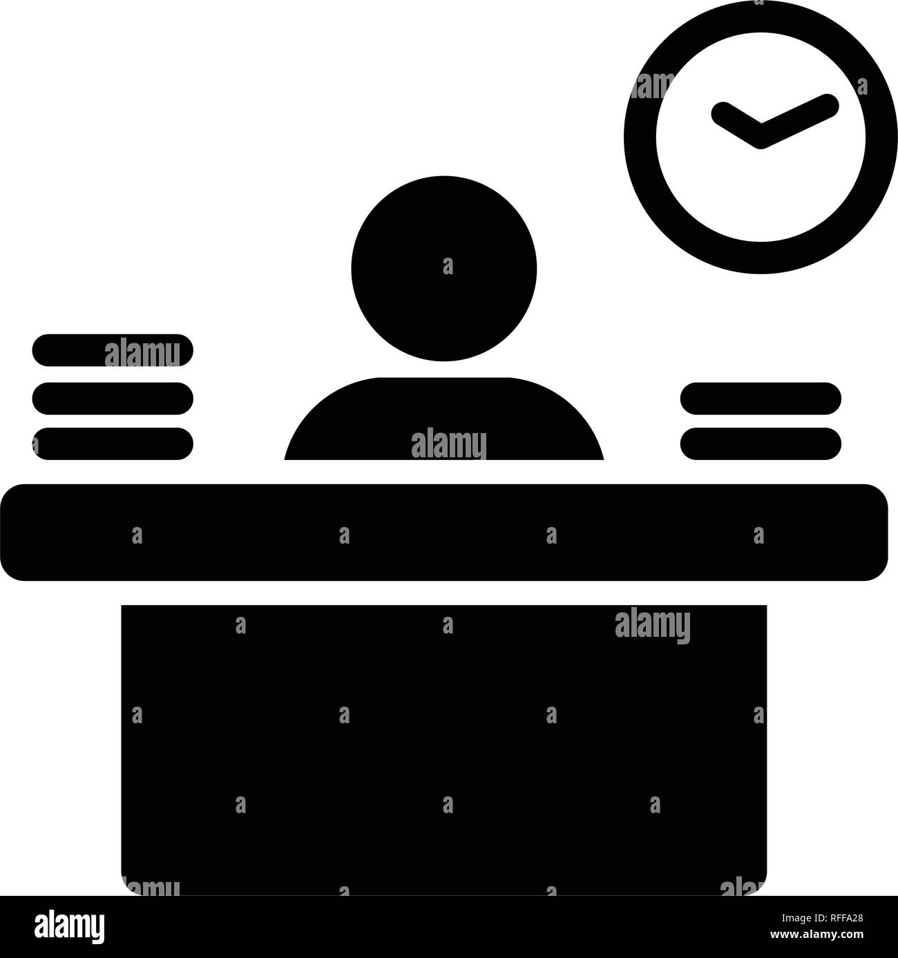 Time icon vector male person avatar symbol with table for office work ...