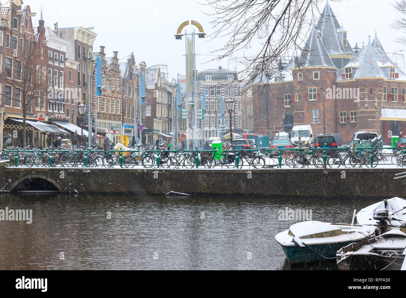 Snowfall In Amsterdam Stock Photo - Alamy