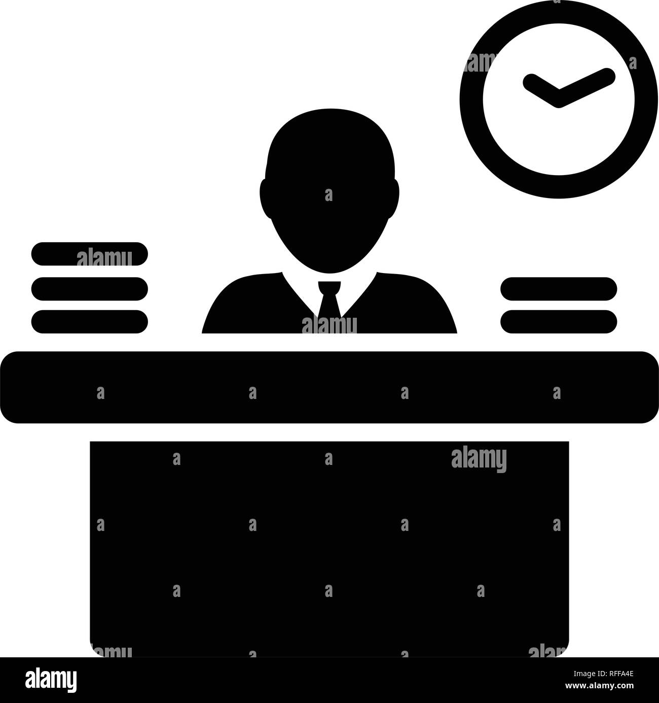 Job icon vector male person worker avatar symbol with table for office ...