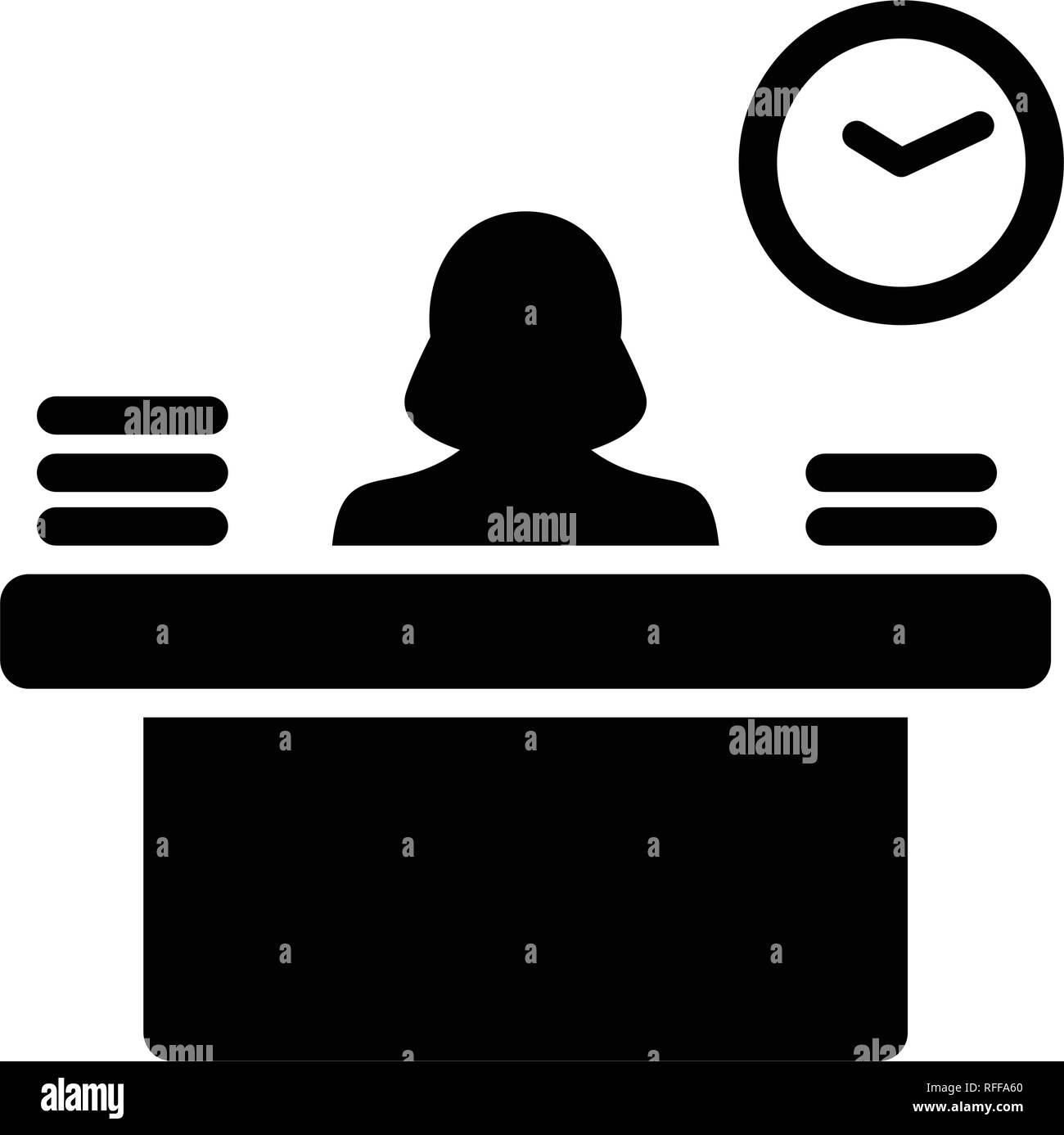 Occupation icon vector female person avatar symbol with table for ...