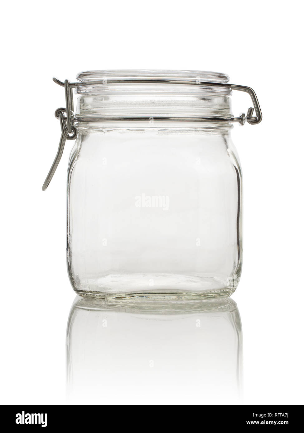 Closed empty glass jar, isolated on white Stock Photo - Alamy