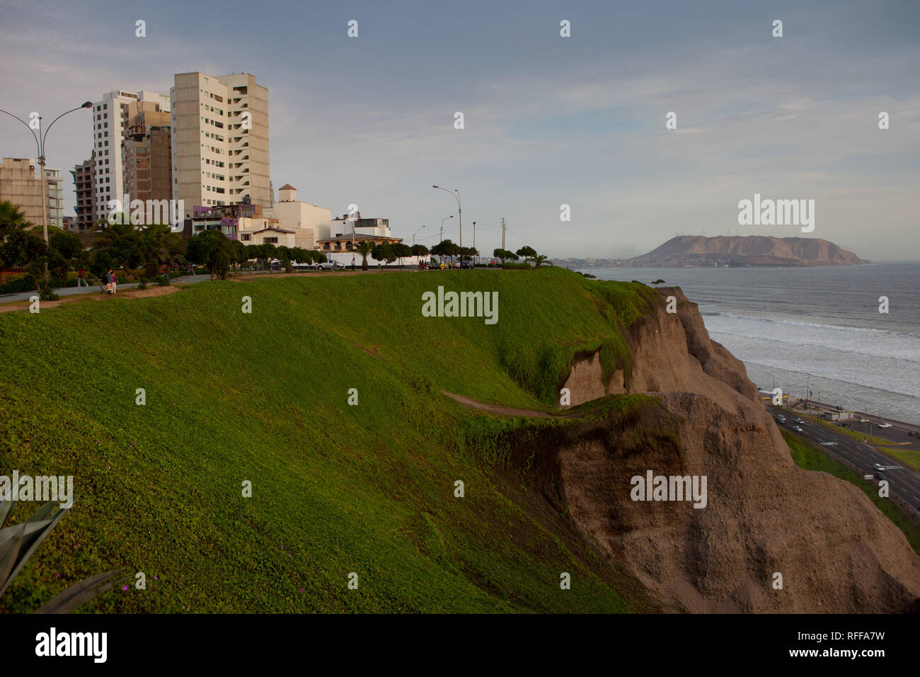 Buildings near the shore facing the Pacific Ocean in Lima,Peru Stock ...