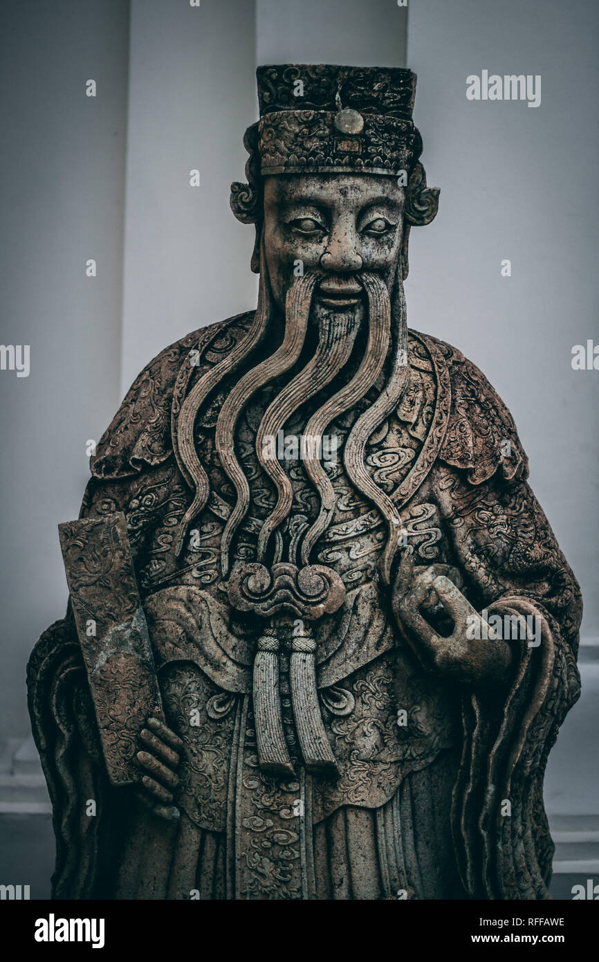 Buddha in Grand Palace. Bangkok Temple. Old Statue with long beard ...