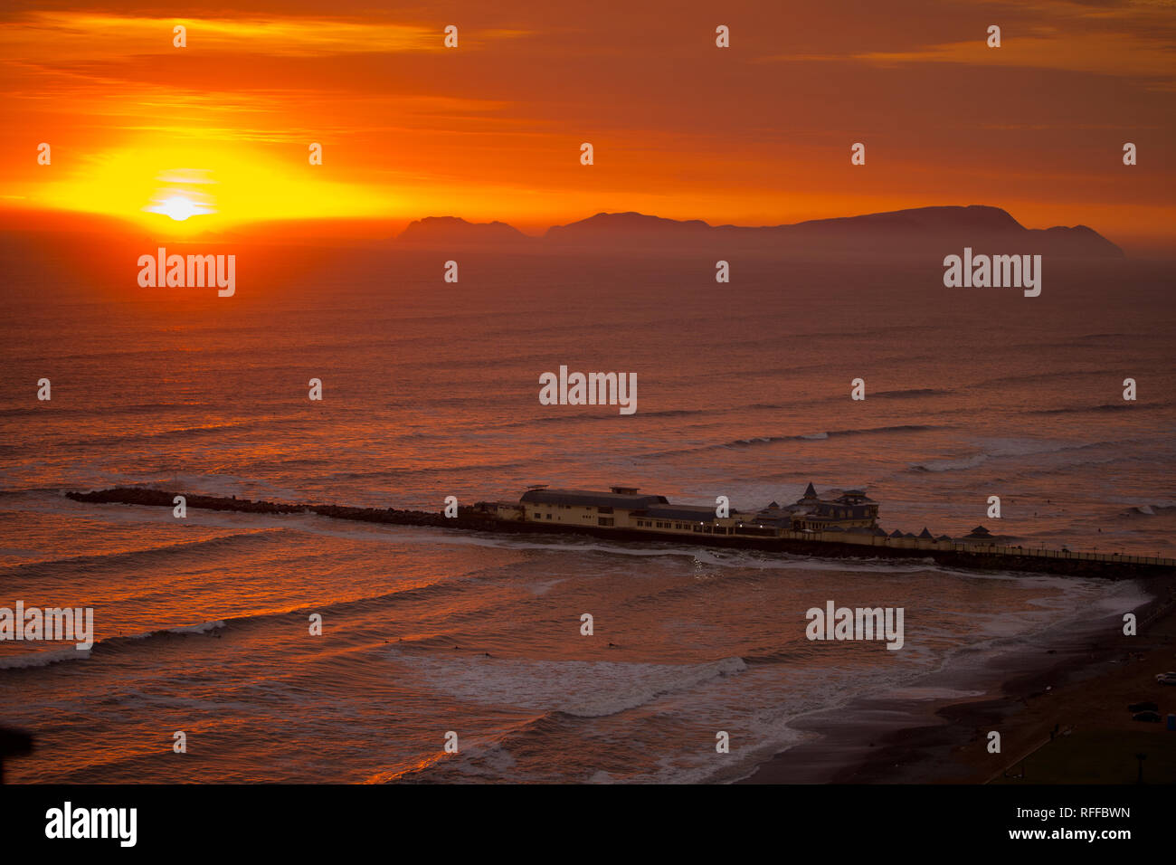 Pacific ocean sunset in Lima,Peru Stock Photo - Alamy