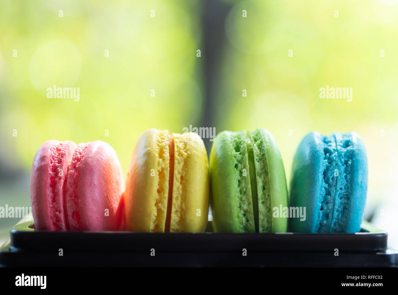 Colorful macaroons on tray Stock Photo - Alamy