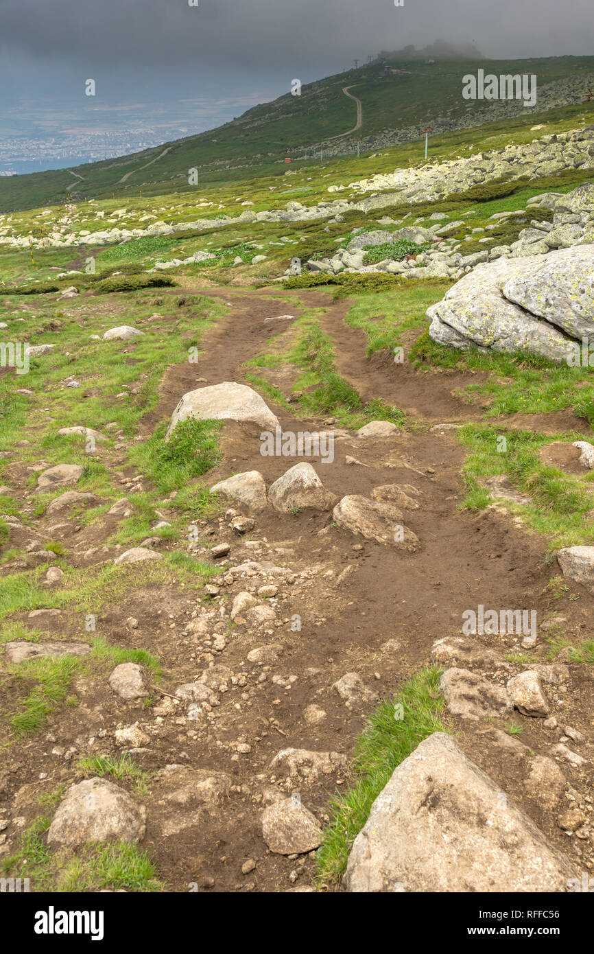 Landscape with green hills of Vitosha Mountain near Cherni Vrah Peak ...