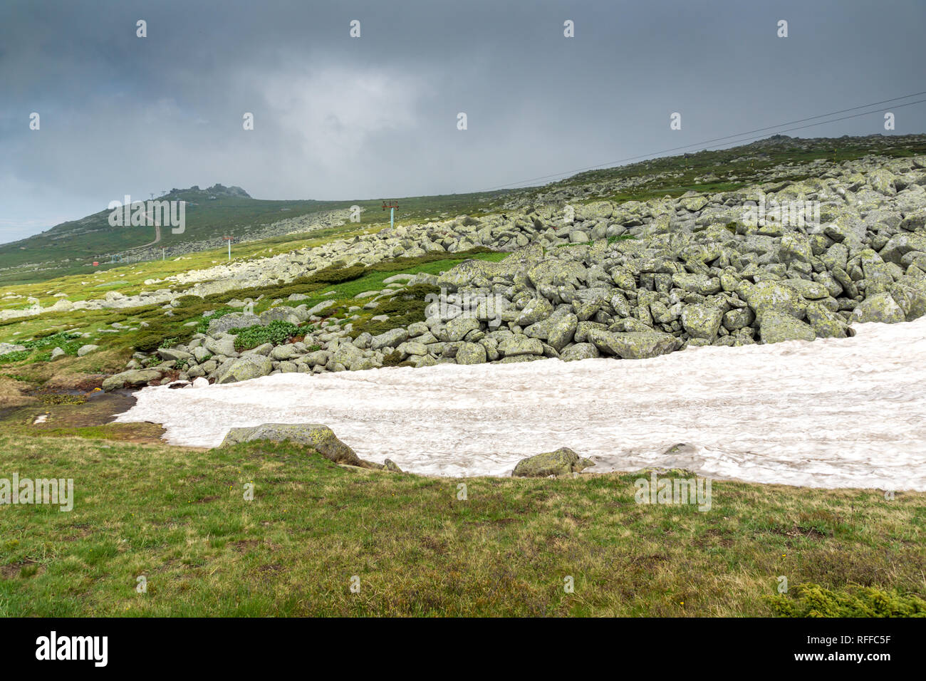 Landscape with green hills of Vitosha Mountain near Cherni Vrah Peak ...