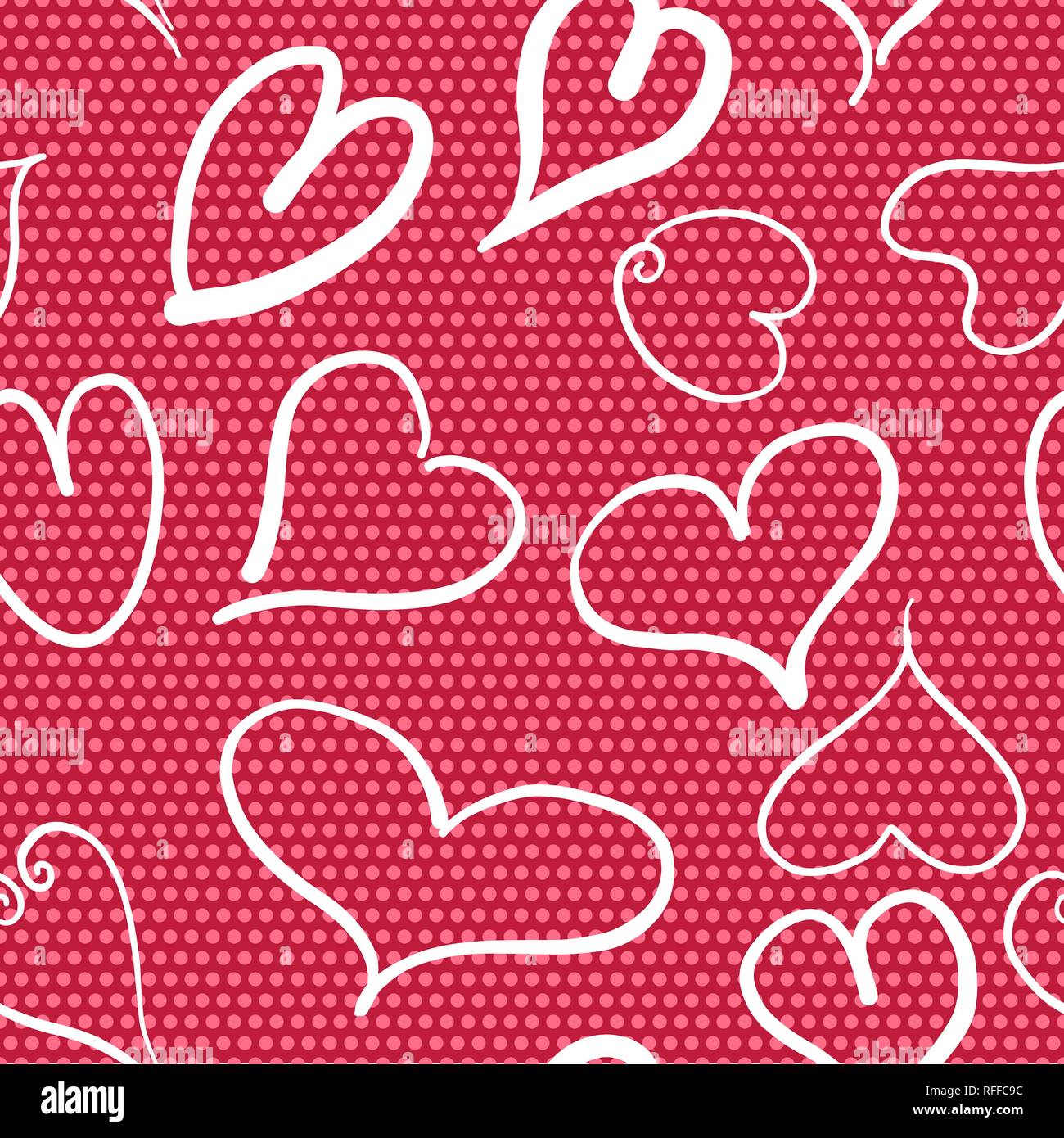 Abstract seamless pattern with hearts and red polka dots background ...