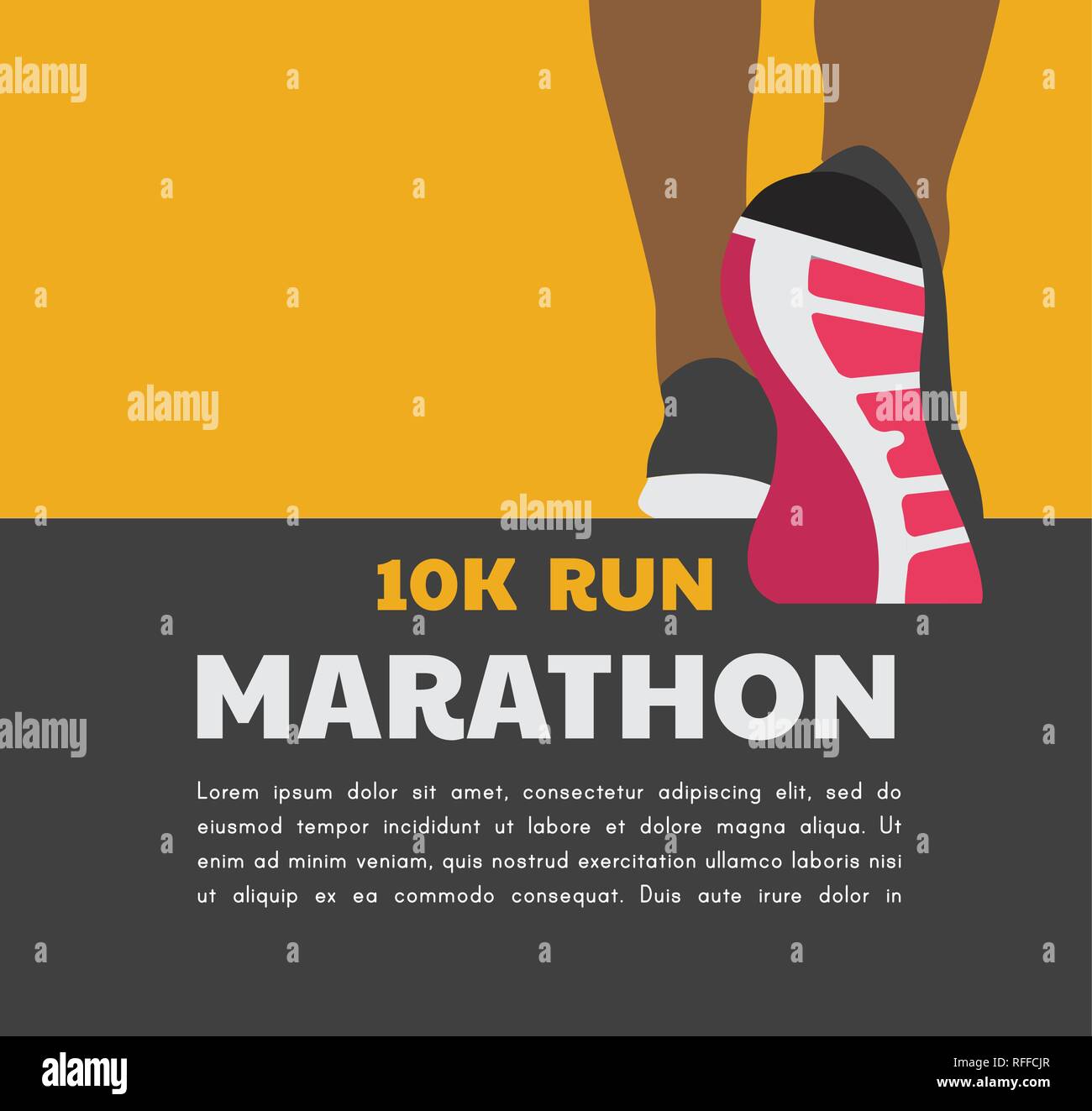 athlete runner feet running or walking on road . closeup illustration ...