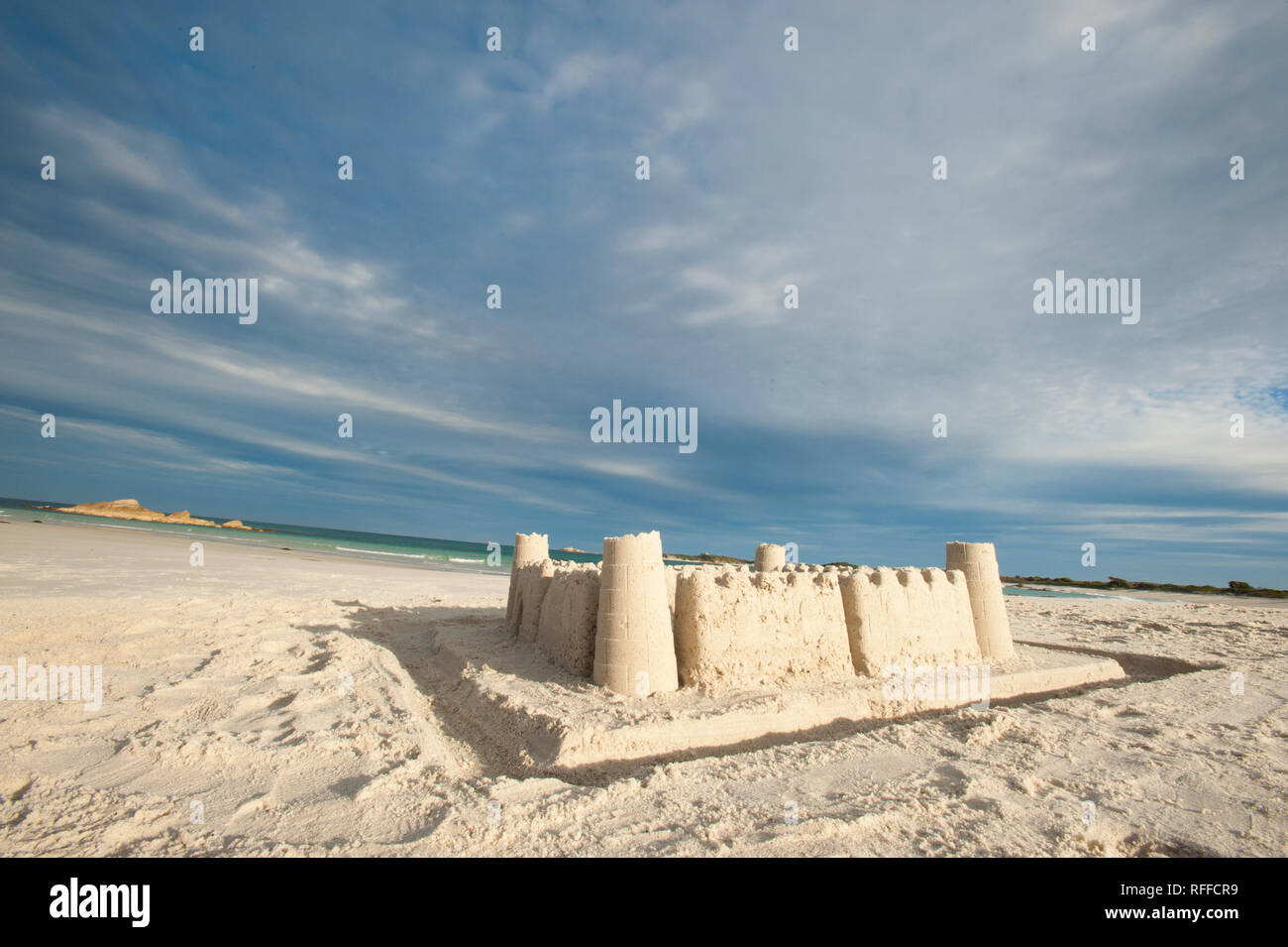 Sand castle on a beach Stock Photo - Alamy