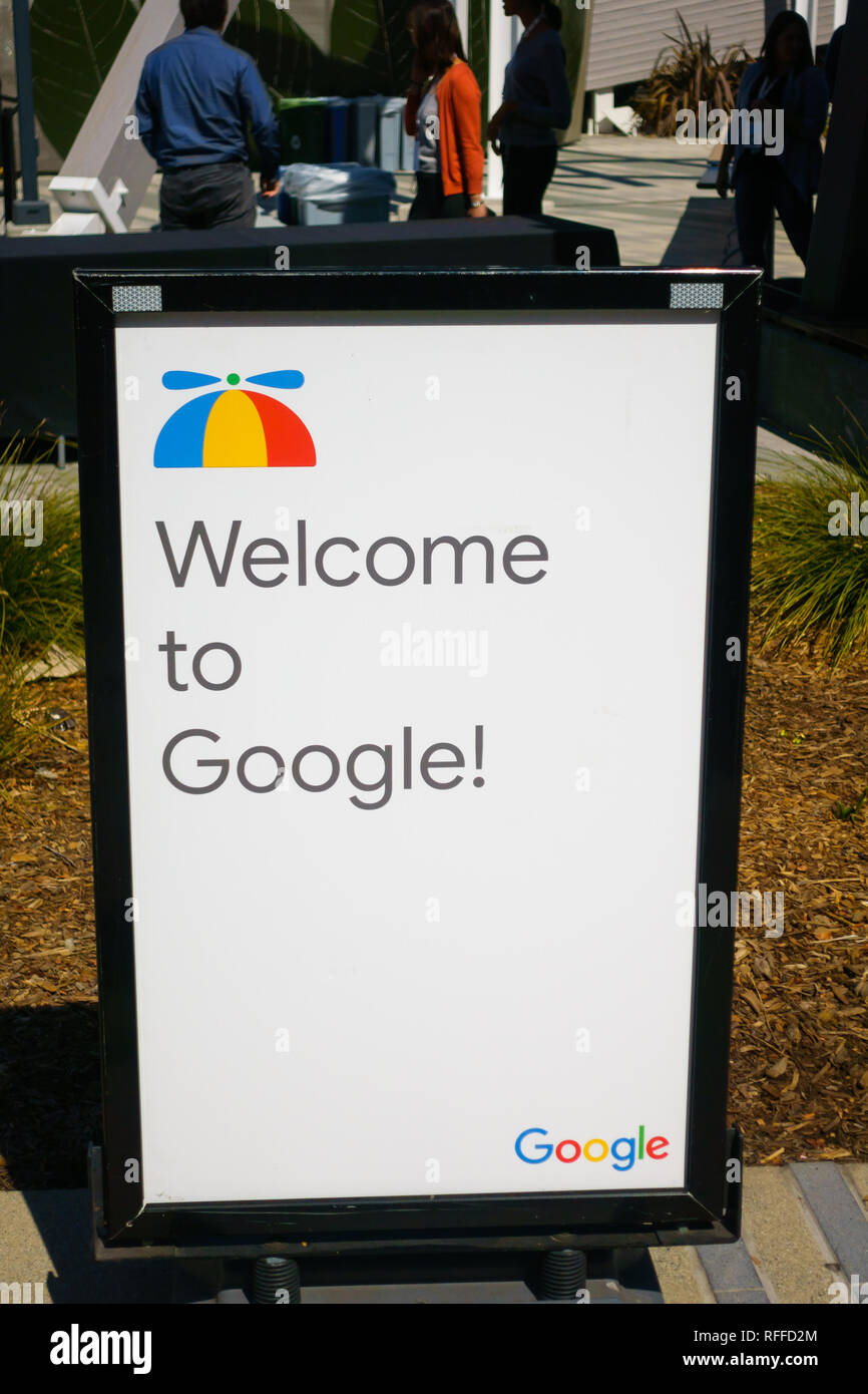 Google logo at Googleplex headquarters main office Stock Photo - Alamy