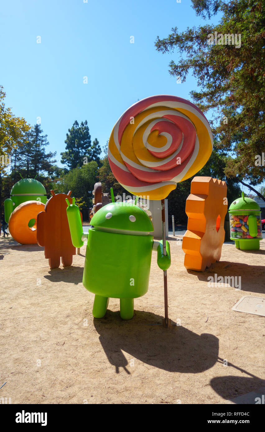 Android statue in Googleplex headquarters main office Stock Photo - Alamy