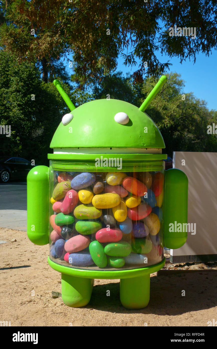 Android statue in Googleplex headquarters main office Stock Photo - Alamy