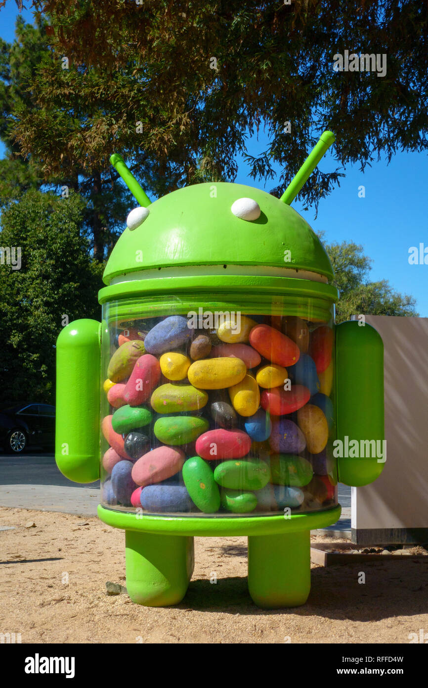 Android statue in Googleplex headquarters main office Stock Photo - Alamy