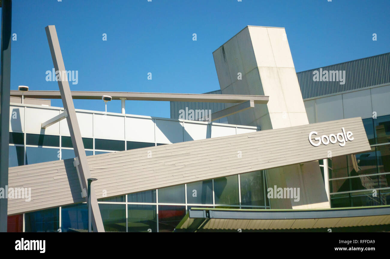 Google logo at Googleplex headquarters main office Stock Photo - Alamy