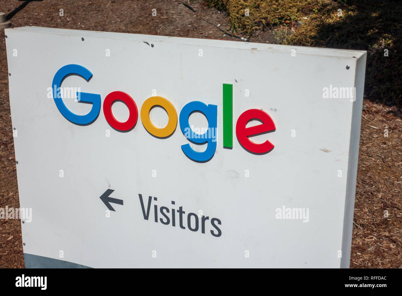 Google logo at Googleplex headquarters main office Stock Photo - Alamy