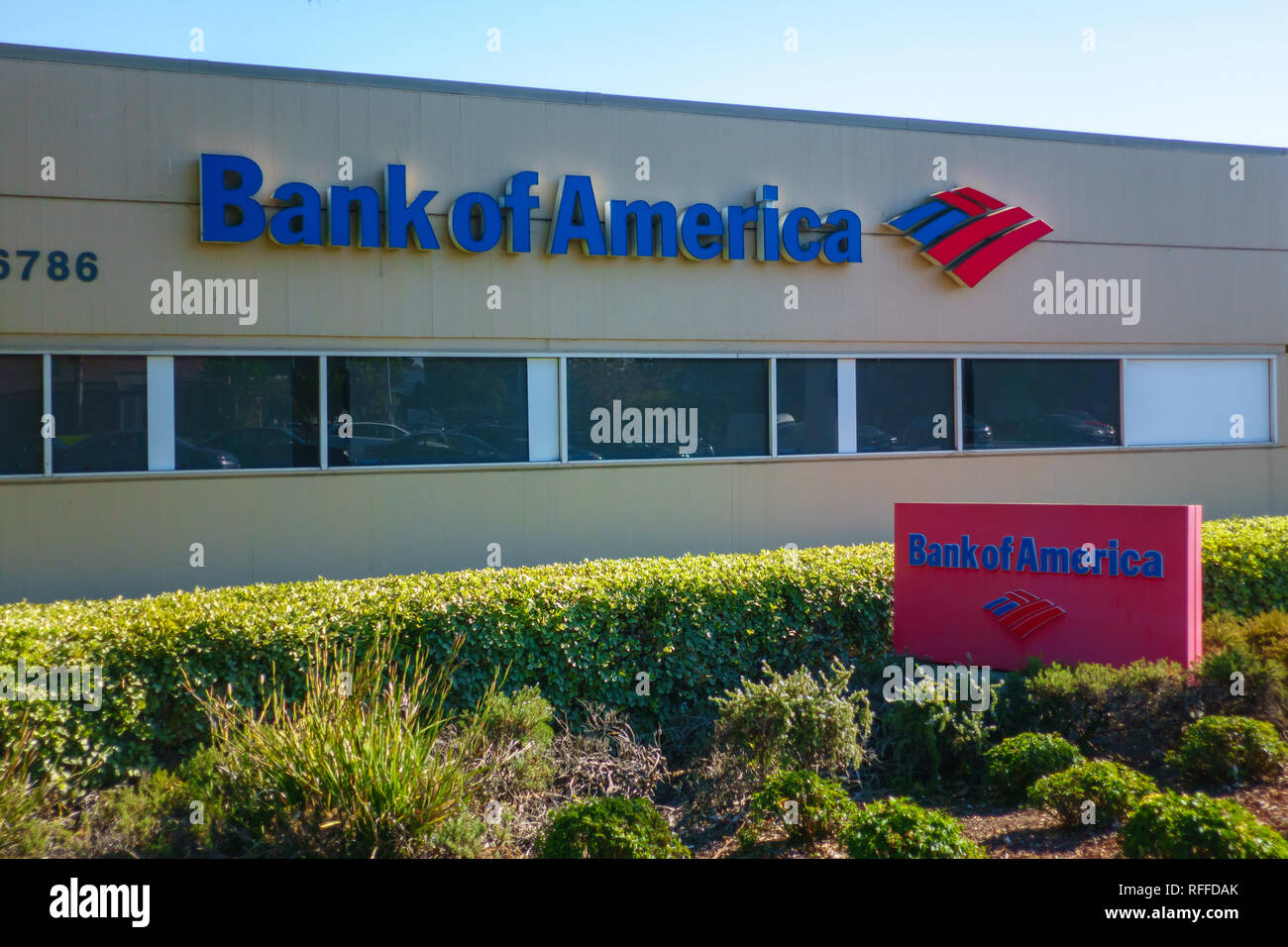 Bank of America sign on the office at day time Stock Photo - Alamy