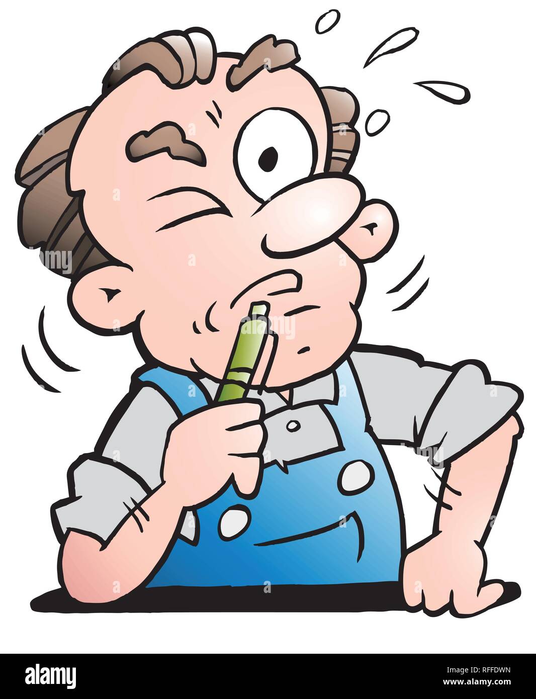 Cartoon Vector illustration of a Older Senior Worker Stock Vector Image ...