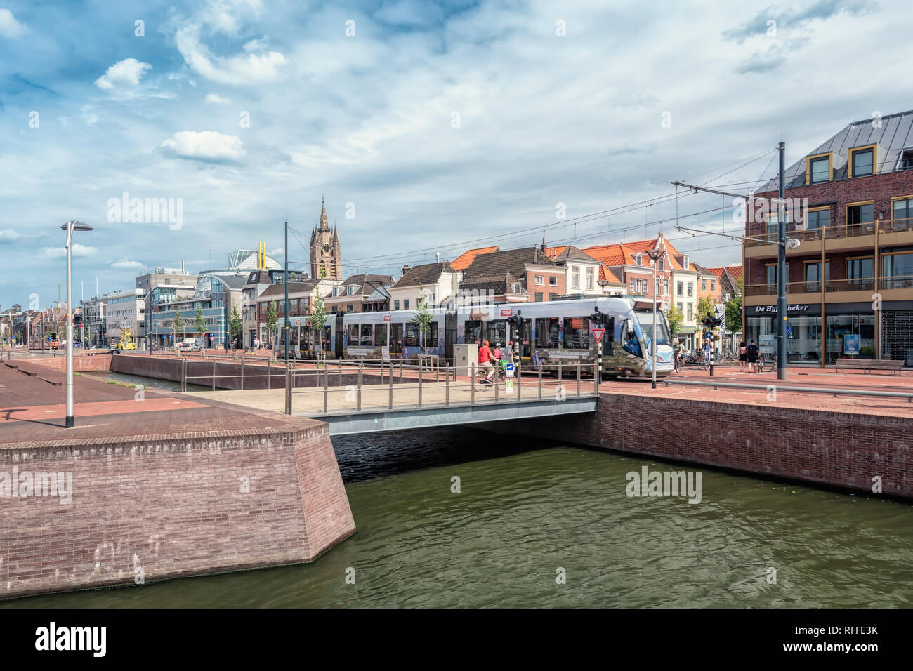 Delft, Netherlands, July 29, 2018: The view of Delft at the exit of the ...