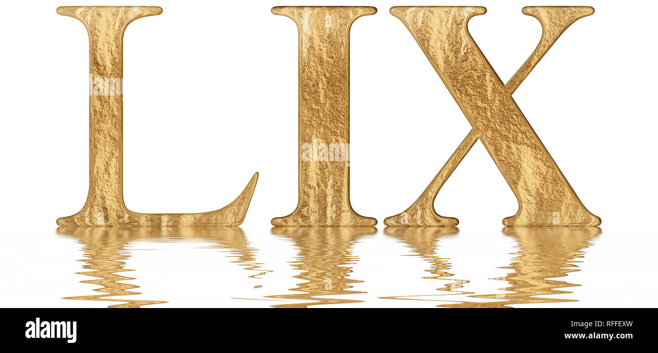 Roman numeral LIX, novem et quinquaginta, 59, fifty nine, reflected on ...