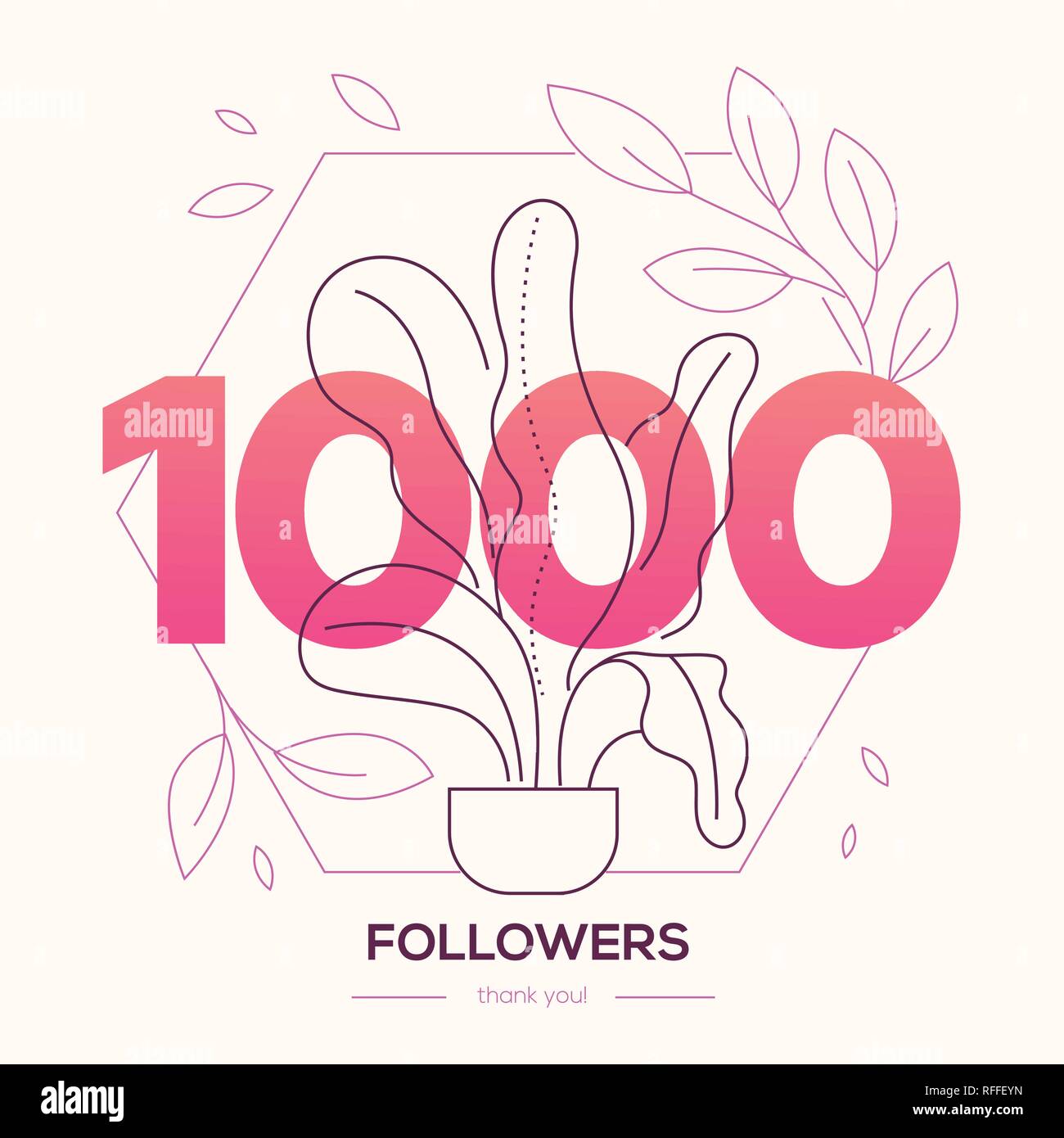 1000 Followers Banner Modern Flat Design Style Illustration Stock