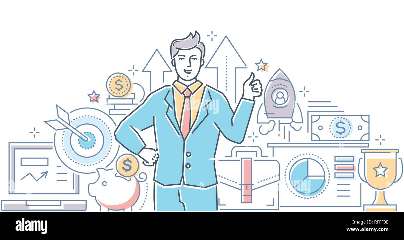Successful business - modern line design style illustration Stock ...