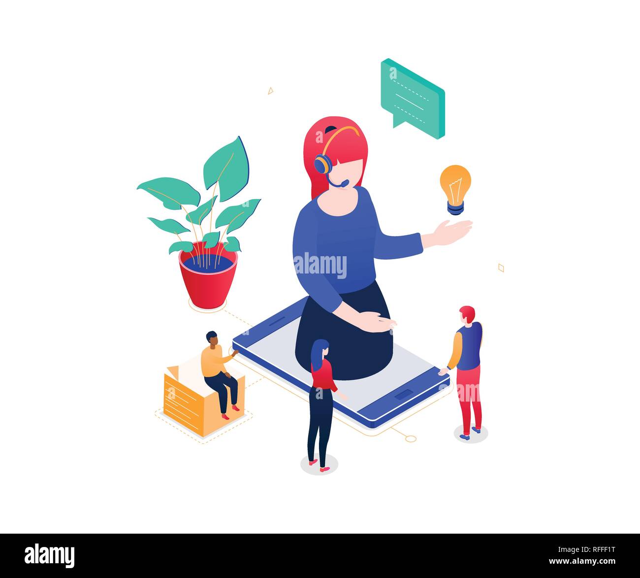 Technical support - modern colorful isometric vector illustration Stock ...