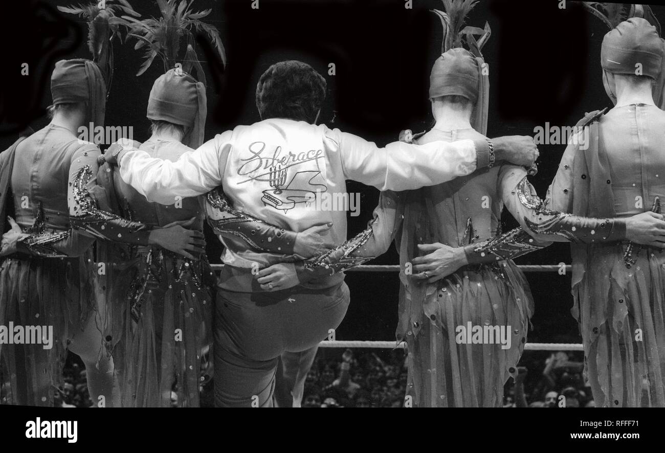 Liberace at Wrestlemania 1 at Madison Square Garden in New York City on ...