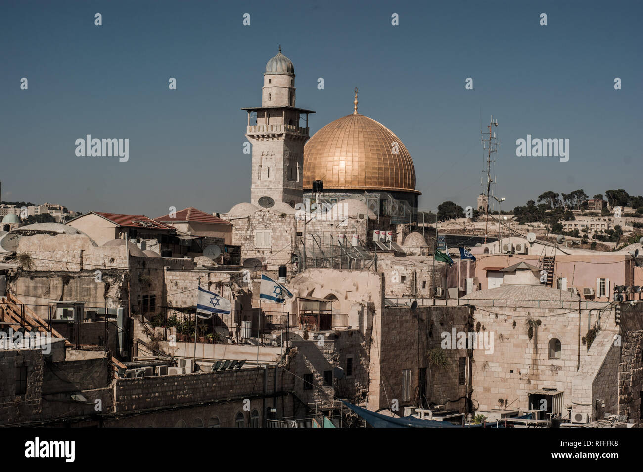 Rooftop View on Mousque of Al-aqsa in Old Town, Jerusalem, Israel Stock ...