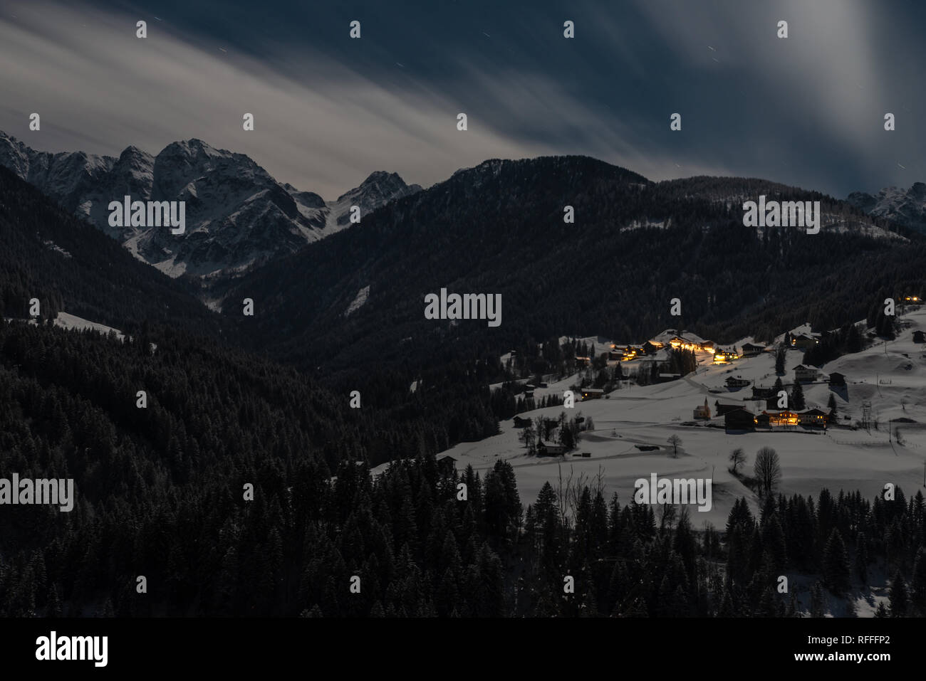 little village in the Carinthian Alps at night Stock Photo - Alamy