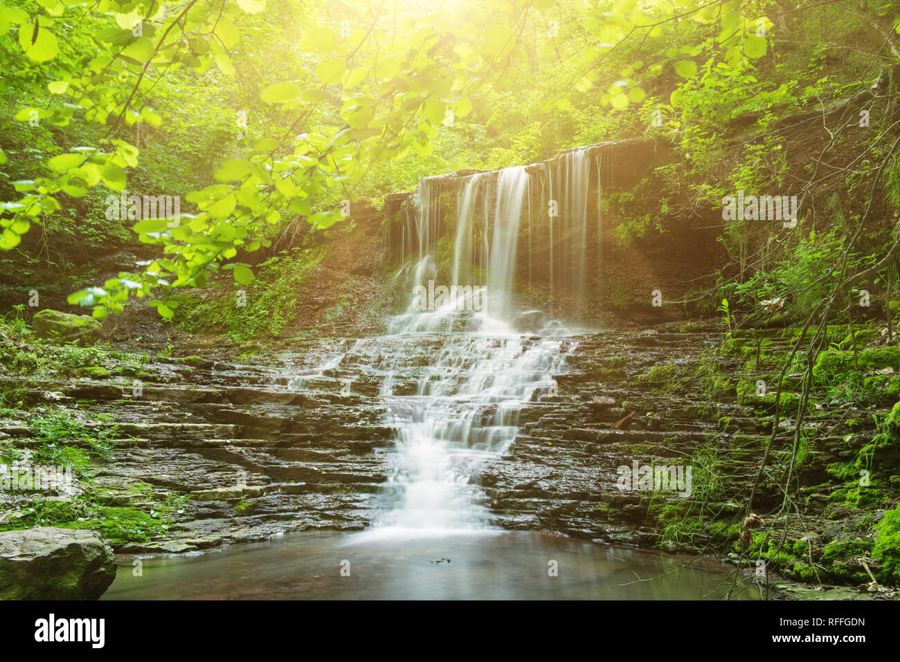 High mountain waterfall Stock Photo - Alamy