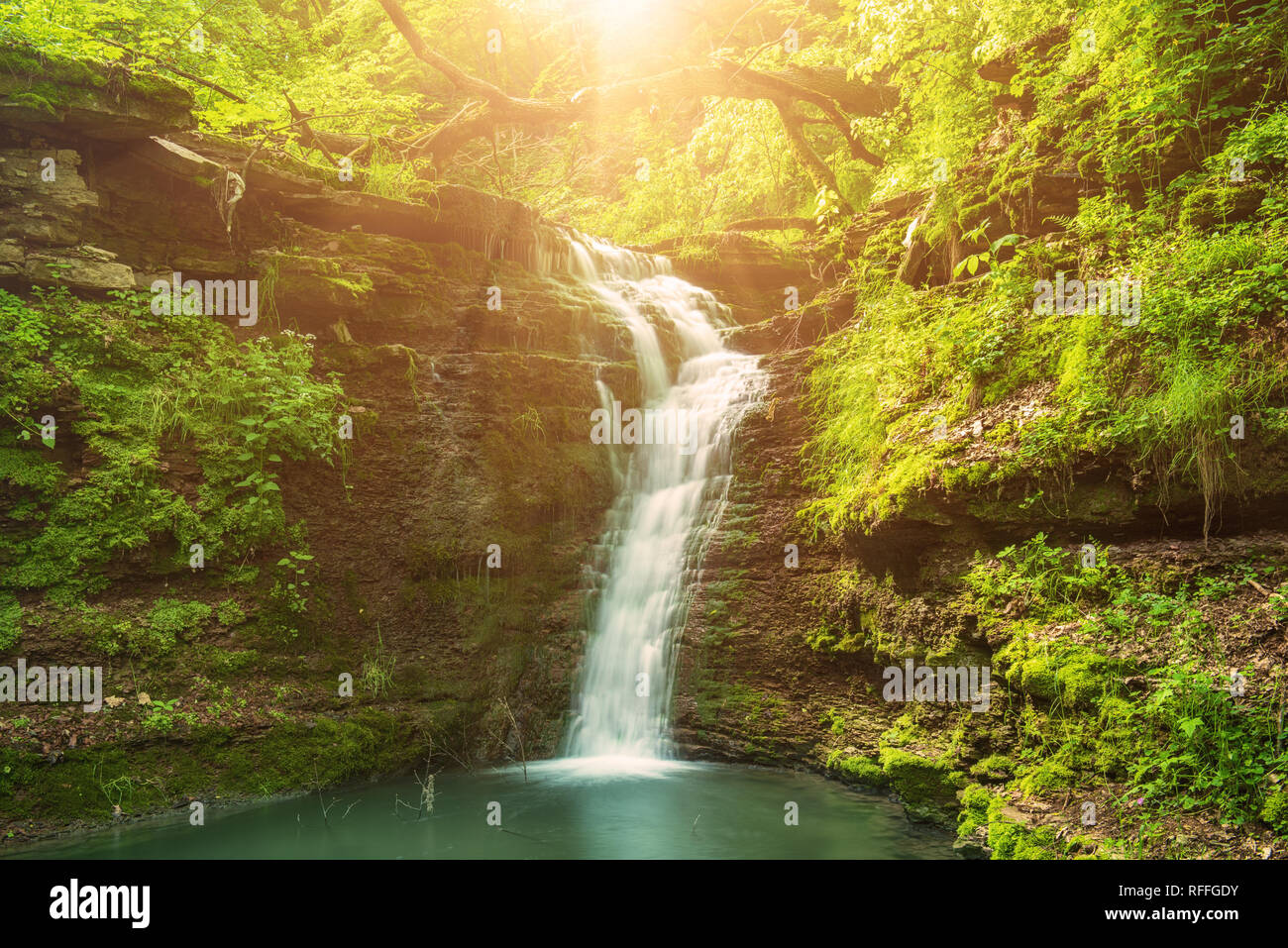 High mountain waterfall Stock Photo - Alamy