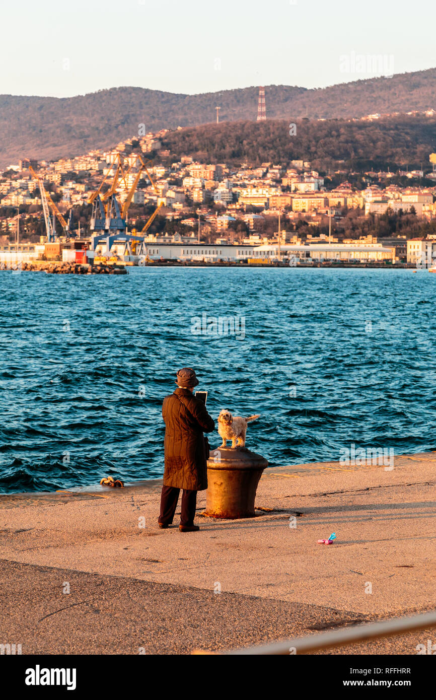 winter evening in the gulf of Trieste Stock Photo - Alamy
