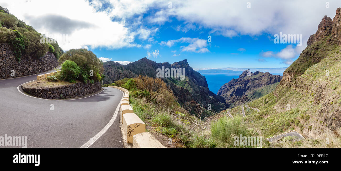 Iconic road in Teno mountains with curved mountain road Stock Photo - Alamy
