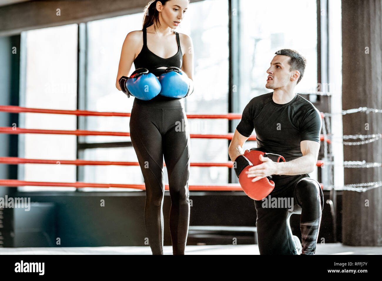 Coach talking boxer boxing ring hi-res stock photography and images - Alamy