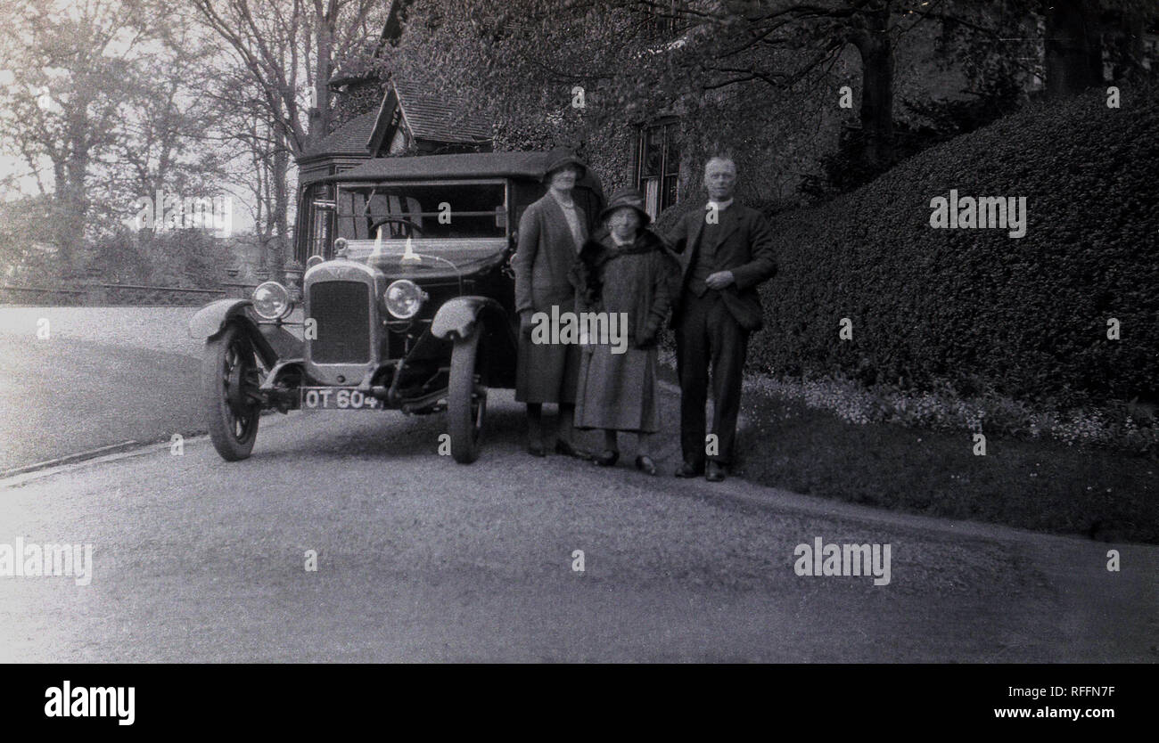circa 1910-1920, vicar and wife with her mother and their motor car ...