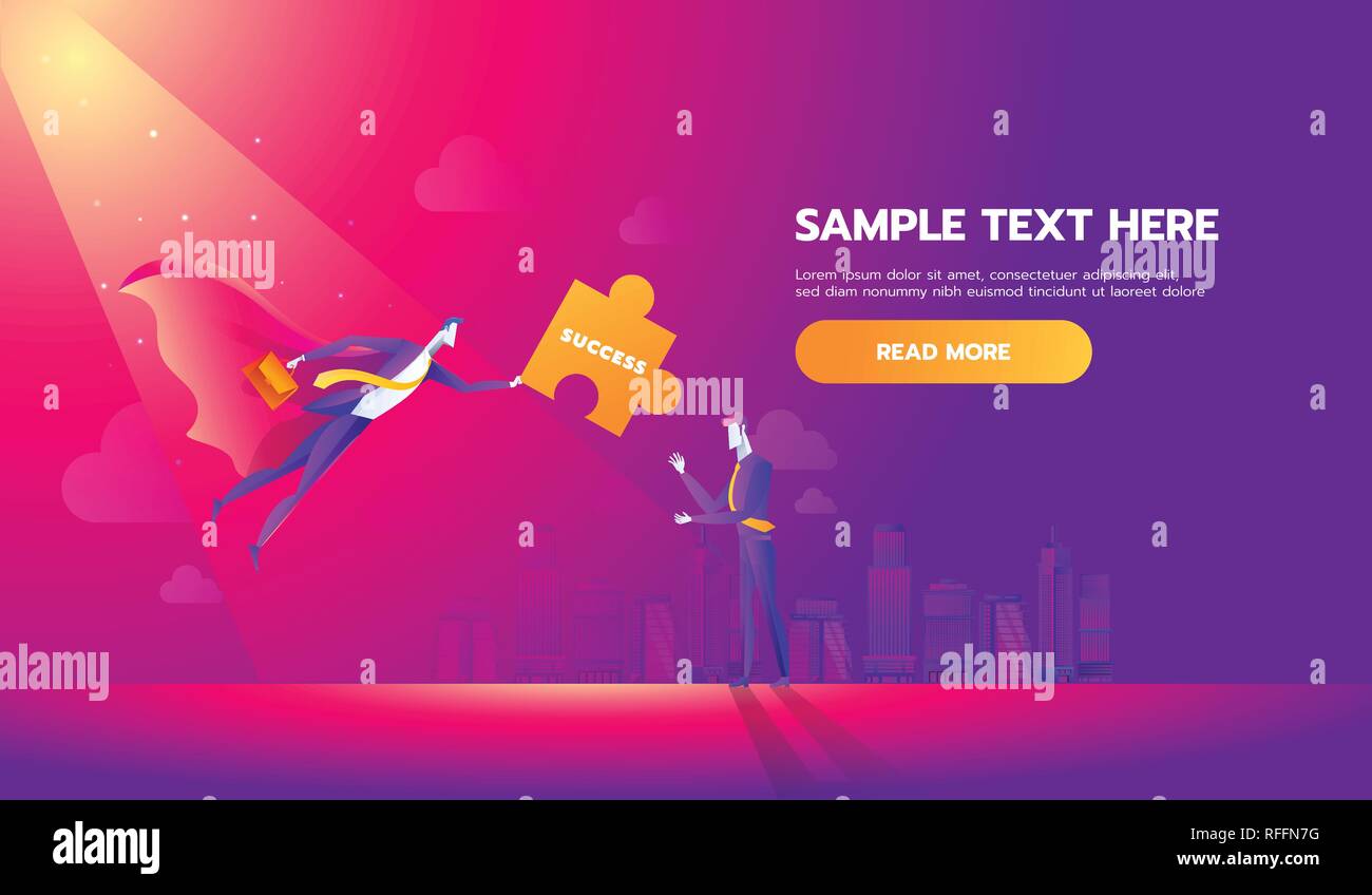 Business man giving success jigsaw puzzle pieces. Business metaphor of ...