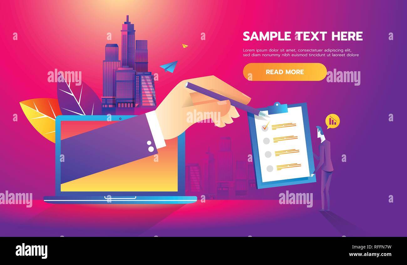 Business man partnership beginning. Partners online signing contract ...