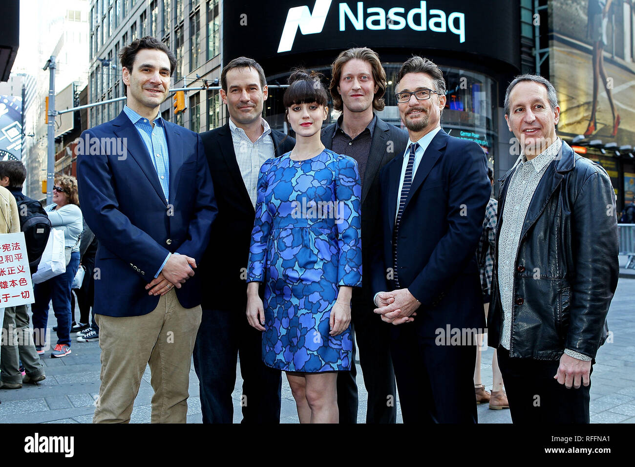 New York, USA. 06 Apr, 2015. Actress, Heather Lind, (C), with cast ...