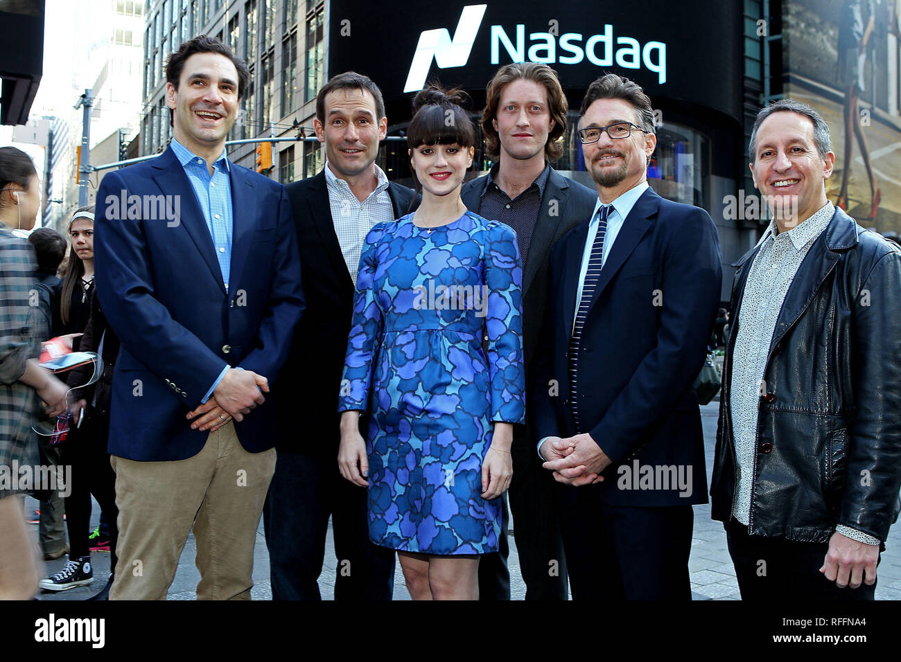 New York, USA. 06 Apr, 2015. Actress, Heather Lind, (C), with cast ...