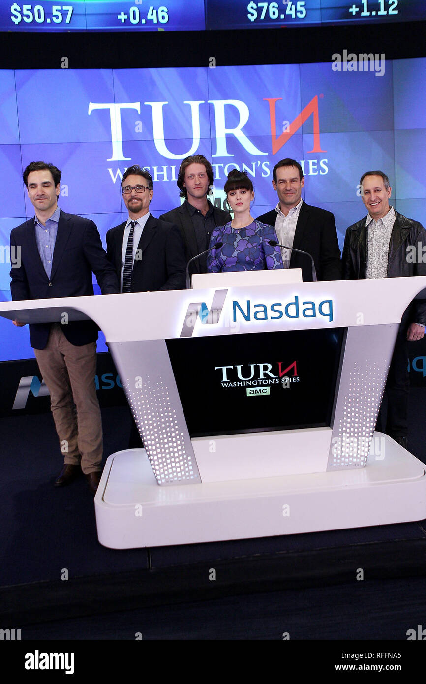 New York, USA. 06 Apr, 2015. Actress, Heather Lind, (C) with cast ...