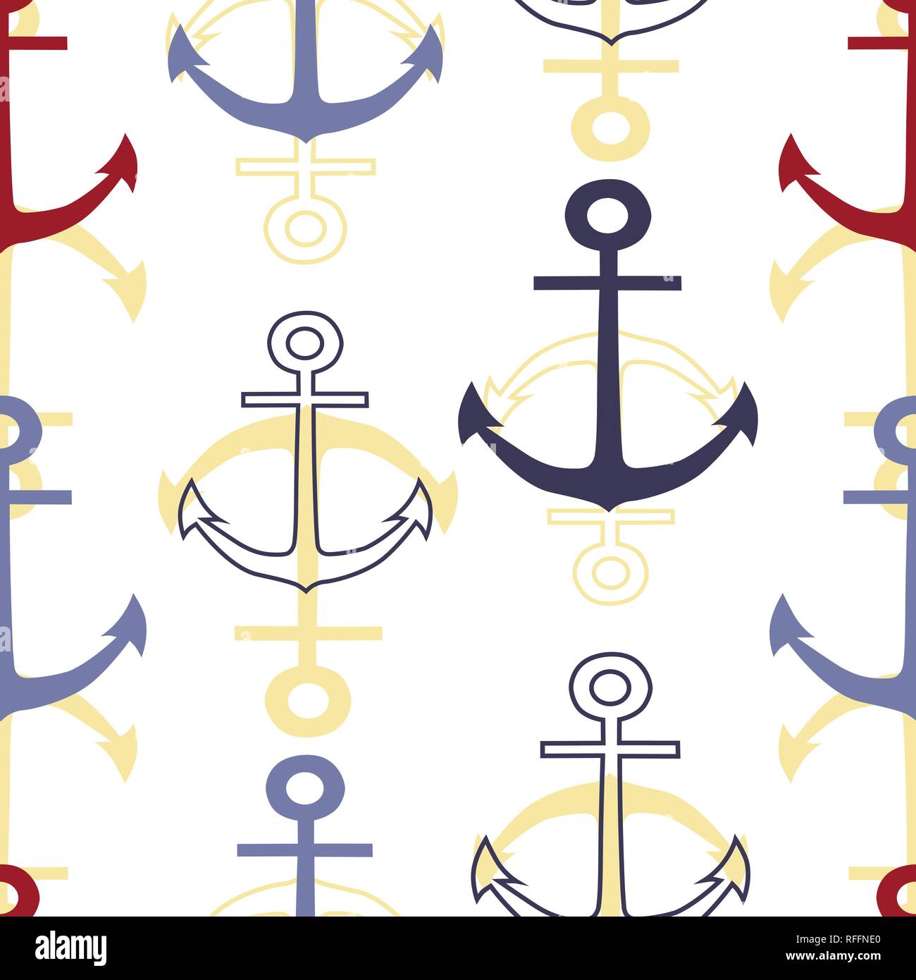 Vector colorful anchors repeat seamless pattern Stock Vector Image ...
